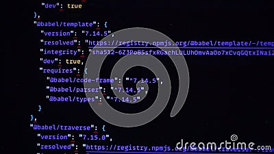 Computer Blue Code Running Over Black Screen of Laptop Stock Video ...