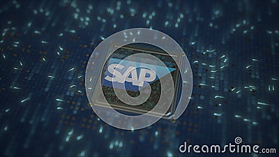 Computer Chip with the Logo of SAP. Conceptual Editorial 3d Animation ...