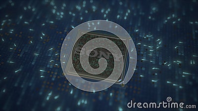 Computer Chip with the Logo of SONY. Conceptual Editorial 3d Animation ...