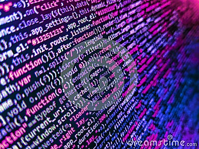 Computer Code On Laptop Web Developing. Binary Code Digital Technology ...