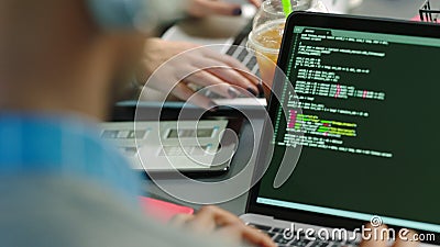 Computer Coding, Working and Work Code Research of a Business Man Writing Ux and Ui Writing. it ...