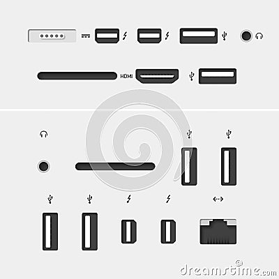 Computer Connectors With Icons Cartoon Vector | CartoonDealer.com #44655139