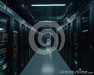 Computer Data Center Room Facility With Server Racks. Storage Solutions ...