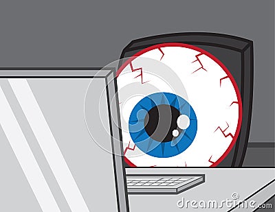 Computer Desk Eye Bloodshot Vector Illustration | CartoonDealer.com ...