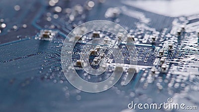 Computer Electronic Circuit Board with Radial Conductor Tracks and SMD ...