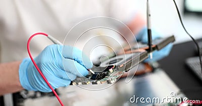 Computer Engineer with Tester Inspects Motherboard Concept Stock Video ...