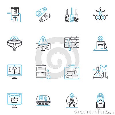 Computer Engineering Linear Icons Set. Coding, Hardware, Software, Digital, Algorithm, Nerking ...