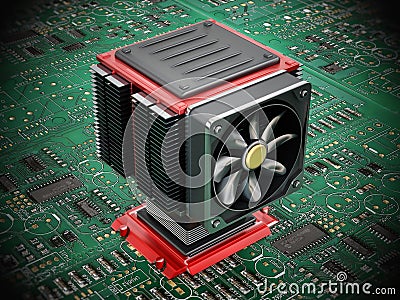 Computer Fan And Heatsink On CPU. 3D Illustration Royalty-Free Cartoon ...