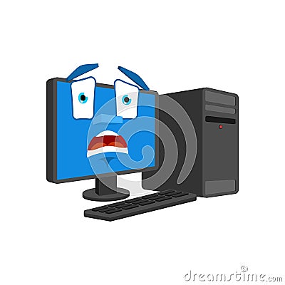 Computer Fear Emotion OMG Isolated. PC Scared. Data Processor Panicked ...