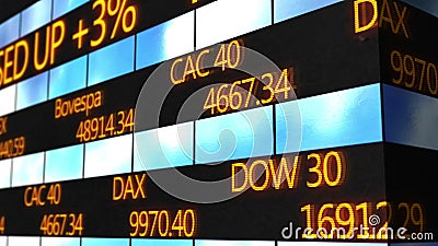 Computer Generated Animation of Scrolling Text Running on Stock Market ...