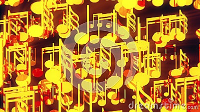 Computer Generated 3D Rendering. Cluster of Many Gold Musical Notes on ...