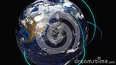 Computer Generated Earth Connection in Outer Space. Close-up of a ...