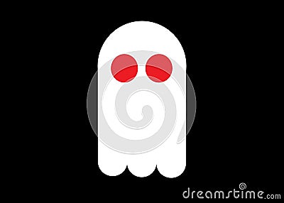 A Cute Simple Symbol Shape Of A White Ghost Apparition With Red Fiery ...