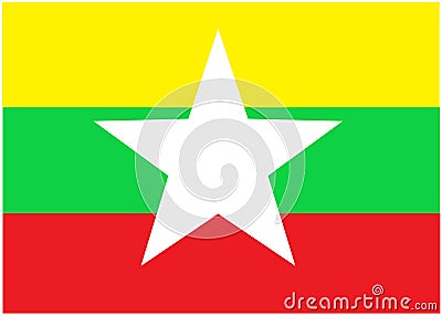 The Flag Of Myanmar Formally Known As Burma With Red Green Yellow ...