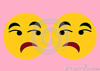 A Mirror Image Of A Pair Of Smiley Emoticons Of Dislike Disbelief ...