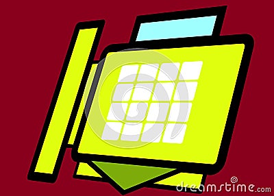 A Simple Outline Shape Of A Tilted Facsimile Machine With White Buttons ...