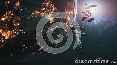 Astronaut in Spacesuit in Outer Space Against Milky Way Stock Video ...