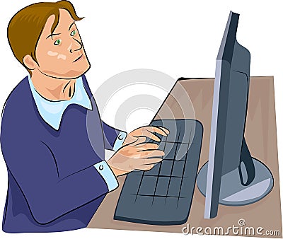 Man and computer stock vector. Illustration of businessman - 41308227