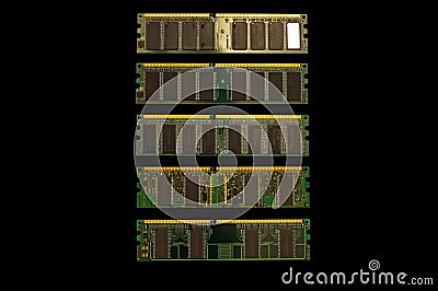 Computer Memory Module DDR SDRAM In Isolated Black Background. Desktop ...