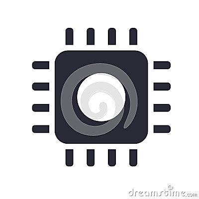 Computer Microprocessor Icon Vector Sign And Symbol Isolated On White ...