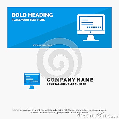 Computer, Monitor, Text, Education SOlid Icon Website Banner And ...