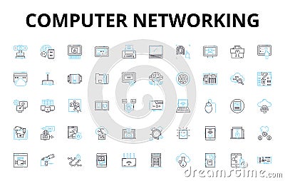 Computer Networking Linear Icons Set. Router, LAN, WAN, Ethernet ...