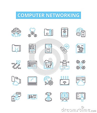 Computer Networking Vector Line Icons Set. Networking, Computer ...