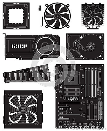 Computer Parts Symbols Set Vector Illustration | CartoonDealer.com ...