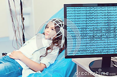 Computer Recording Brain Waves Of Little Girl Undergoing ...