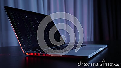 Computer Screen with Matrix Code. Laptop with Matrix on Screen on the ...