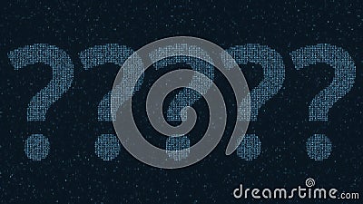 Question Marks Made with Many Symbols on Computer Screen, 3d Animation ...