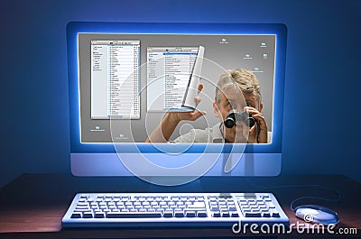 Computer Social Media Stalker Stalking Id Theft Stock Photo - Image ...