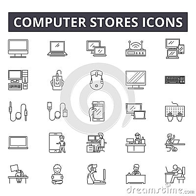 Computer Stores Line Icons, Signs, Vector Set, Linear Concept, Outline ...