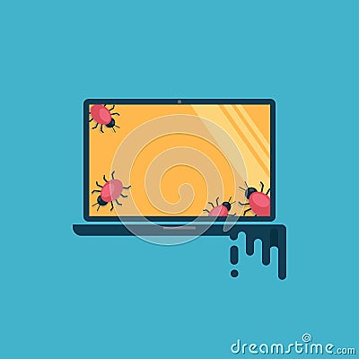 Computer Virus. The Computer Is Infected, Viruses In The Form Of Bugs ...