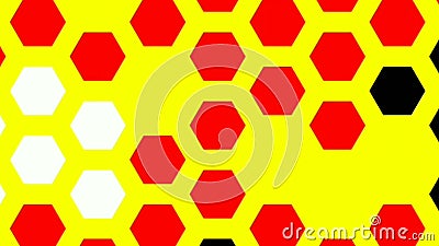 Computerized Animation Of Small Red, White And Black Hexagons Fading ...