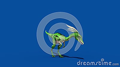 Compy Jurassic Dinosaur Attacks Blue Screen Front 3D Rendering ...
