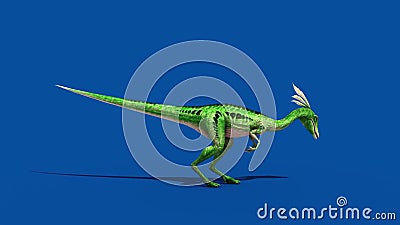Compy Jurassic Dinosaur Attacks Blue Screen Side 3D Rendering Animation ...