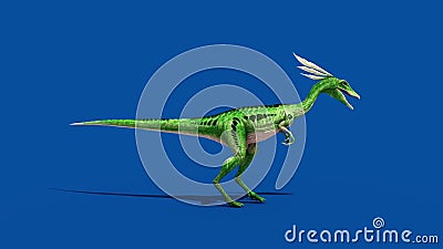 Compy Jurassic Dinosaur Die Blue Screen Side 3D Rendering Animation ...