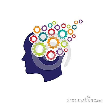 Concept Of Brain Head With Gears Logo Stock Vector - Image: 42753510