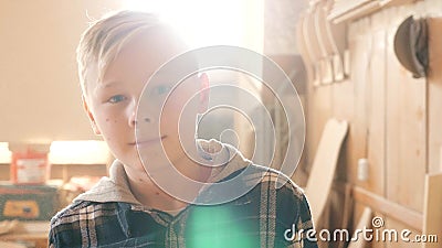 Concept Children Learning Joinery. Stock Video - Video of little ...