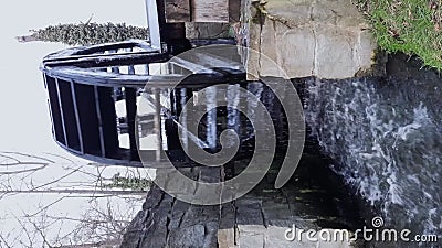 Work of Water Mill. Vertical Video of Water Wheel that Demonstrates ...