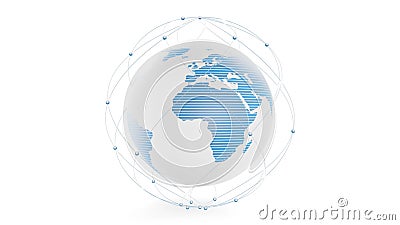 Tech Earth Globalization in 3d Animation. Global Business Dots on ...