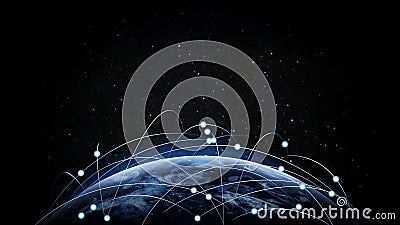 Tech Earth Globalization in 3d Animation. Global Business Dots on ...