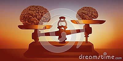 Concept Of Measuring Intelligence With Two Brains On A Weighing Scale ...