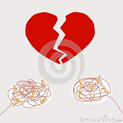 Concept Of Relationship Spat, Broken Heart And Two Dialog Boxes With ...