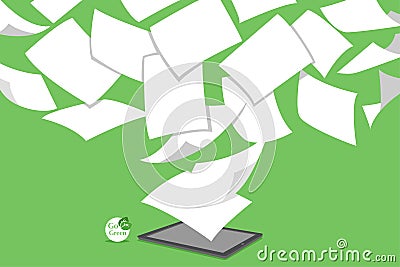 Concept Of Stack White Paperless Go Green Cartoon Vector ...