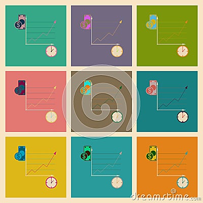 Concept Of Stylish Flat Design Icons Graph Vector Illustration ...