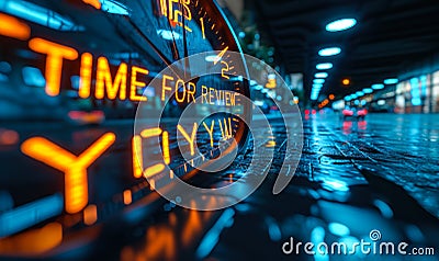 Conceptual Clock With TIME FOR REVIEW Phrase, Illustrating Urgency And ...