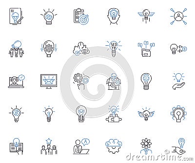 Conceptualization Creation Line Icons Collection. Imagination ...