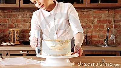 Confectionery Master Classy Chef Cake Scraping Off Stock Video - Video ...